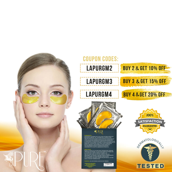 24K Gold Eye Mask with Collagen and Hyaluronic Acid (15 Pairs)